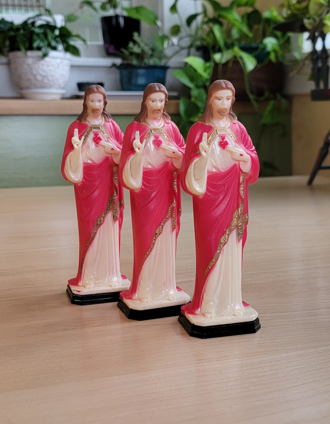 One Vintage Plastic Jesus Statue 1 Pc Sacred Heart of - Etsy