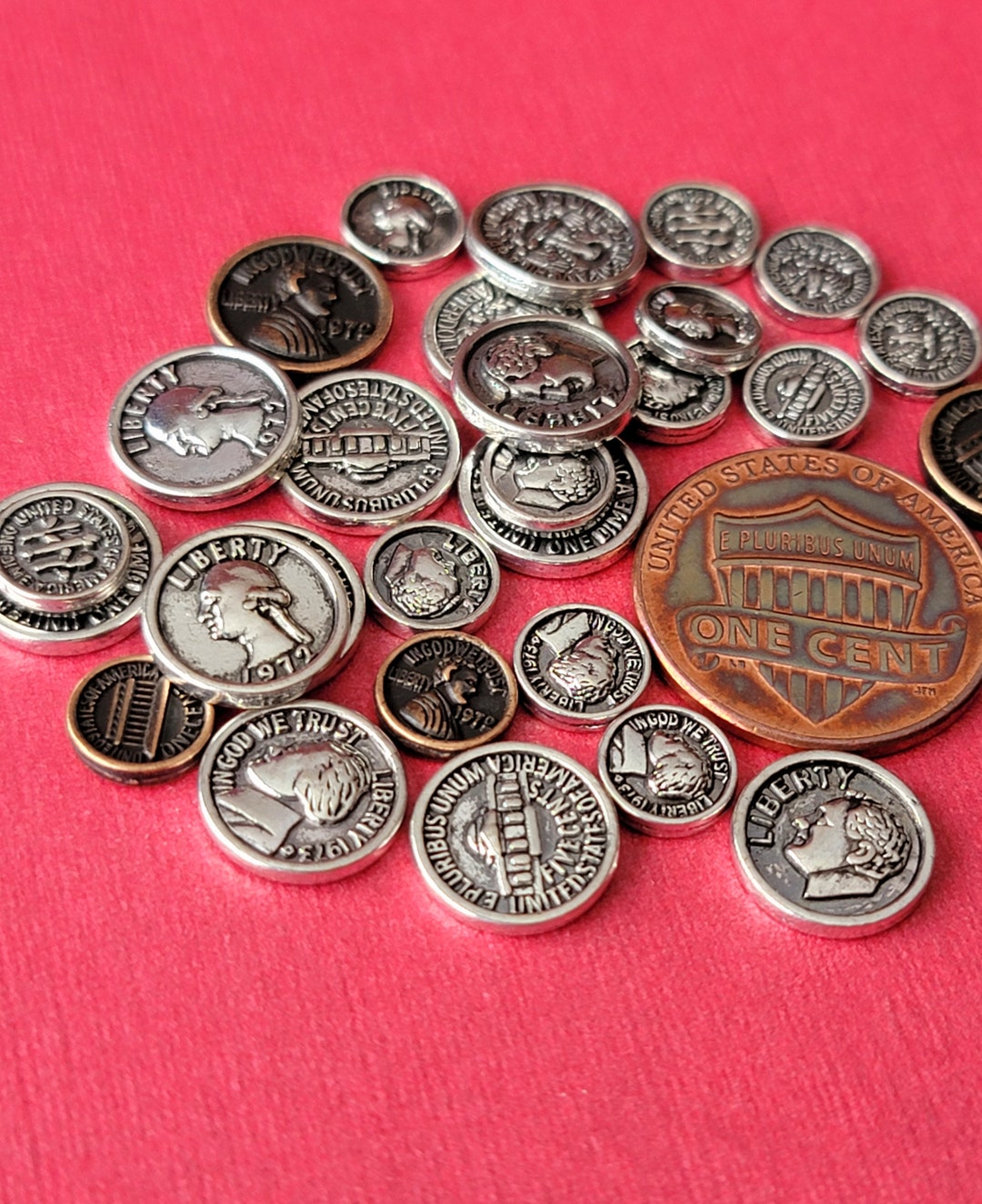 28 Miniature Metal Coins Tiny Doll Money Coins Crafting Jewelry Making ...
