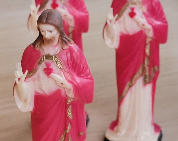 One Vintage Plastic Jesus Statue 1 Pc Sacred Heart of Jesus Figure 6 ...