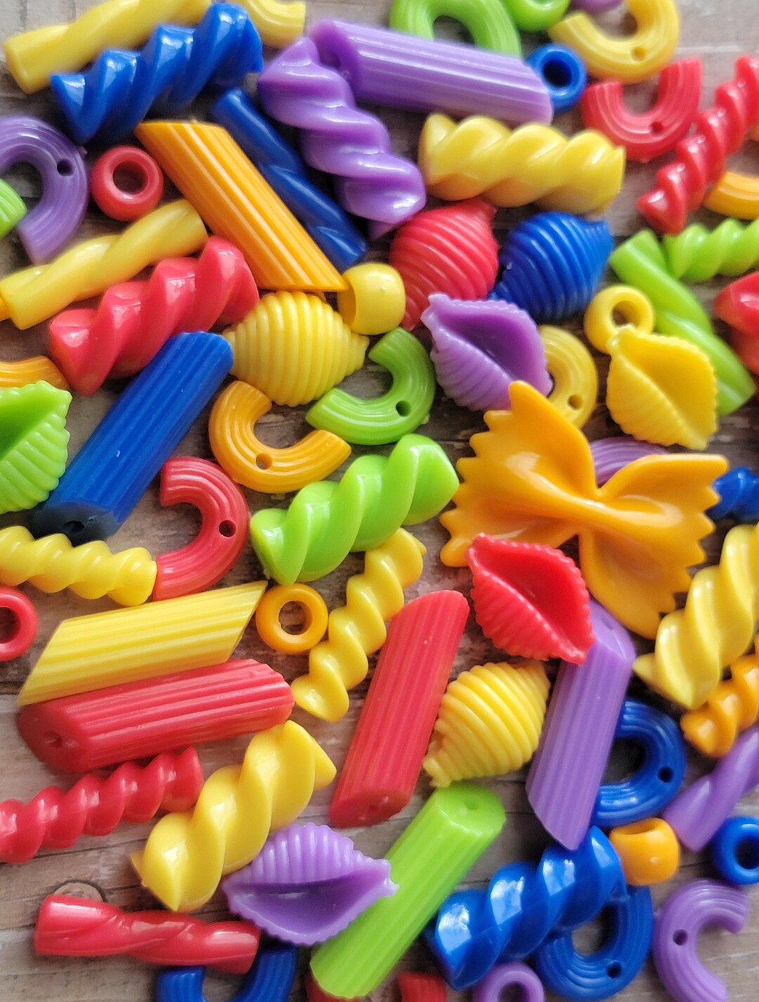 70 Vintage Plastic Pasta Beads 70pcs Rare Noodle Beads Charms Opaque ...