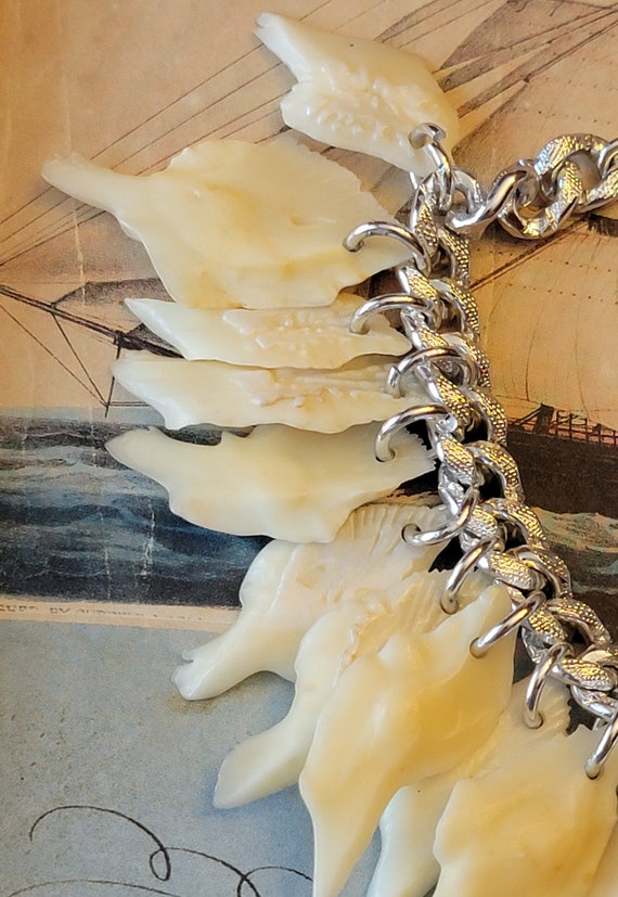 Vintage Alligator Gar Scale Charm Bracelet - Gem