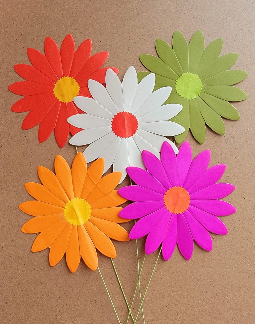 Vintage Paper Flowers 60s Takahashi Long Daisy Flower Power Decor Japan ...