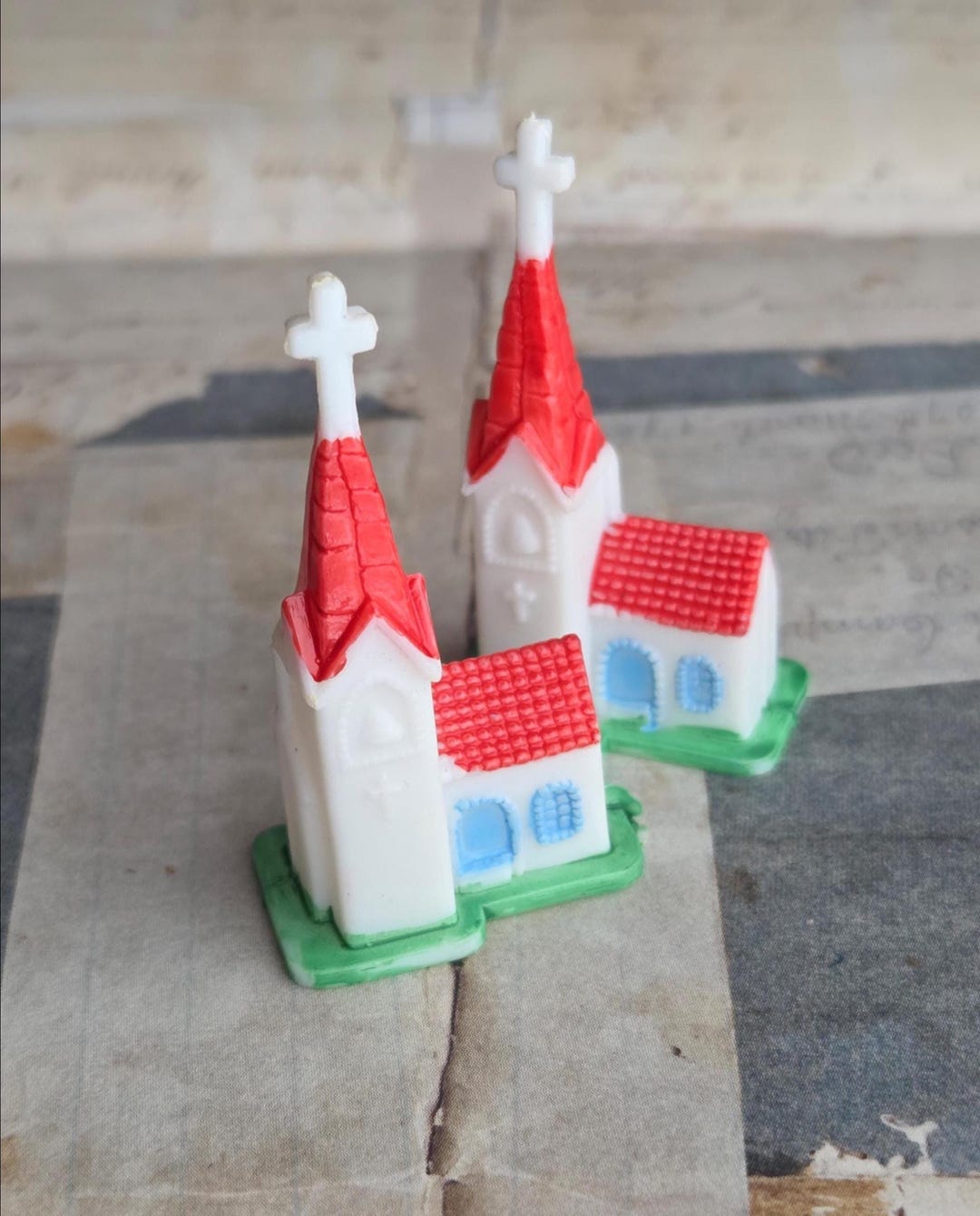 2 Vintage Miniature Plastic Churches - Church Steeple Minis - Etsy