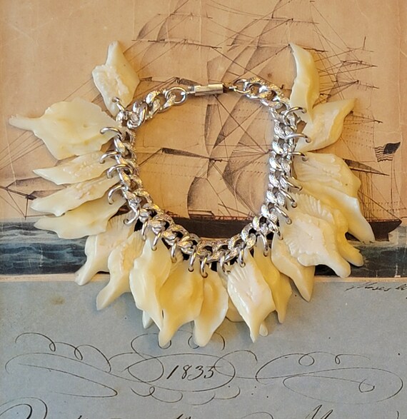 Vintage Alligator Gar Scale Charm Bracelet - Gem