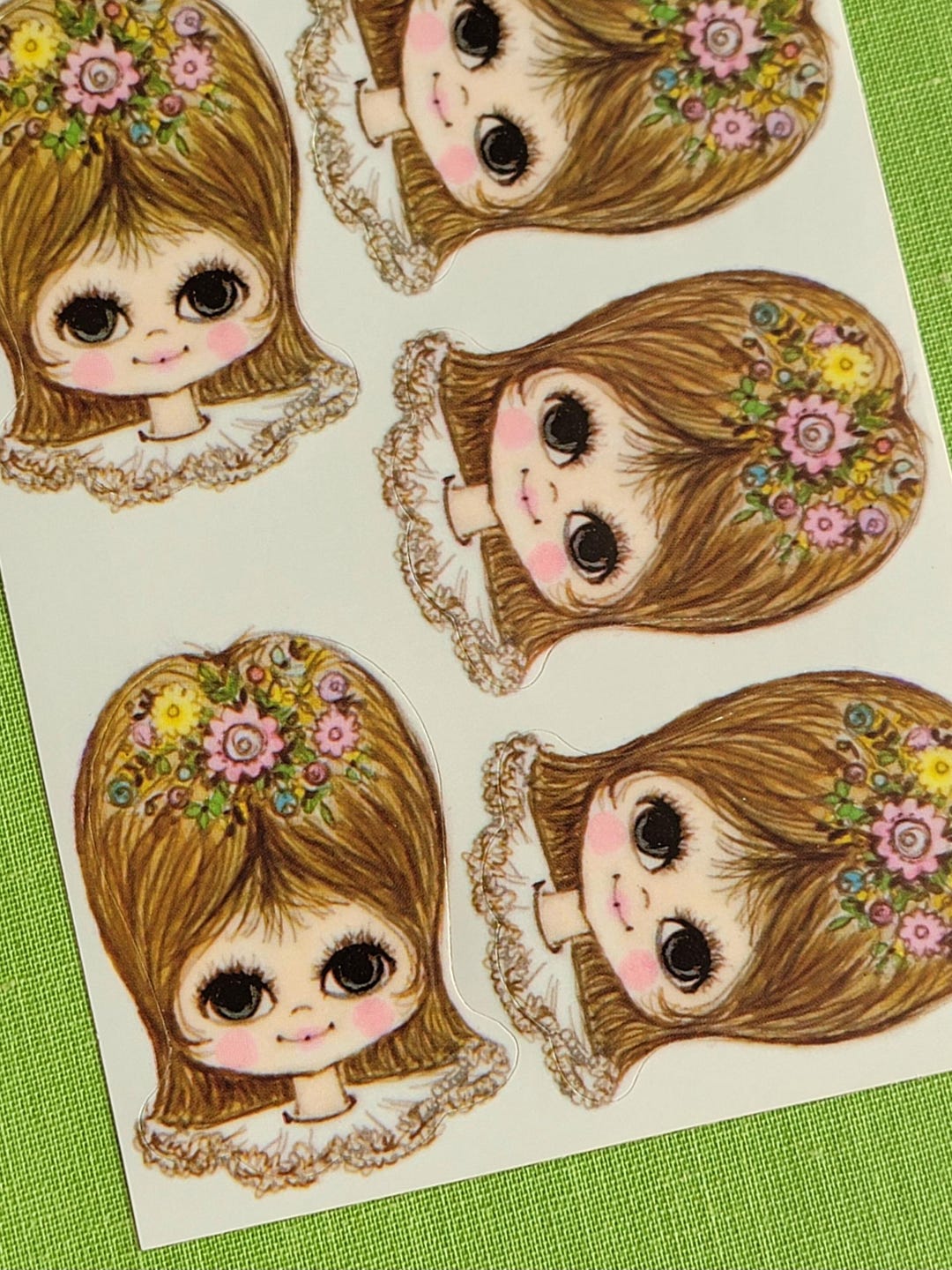 Vintage Big Eyes Sticker Sheet 70s Girl Stickers - Etsy