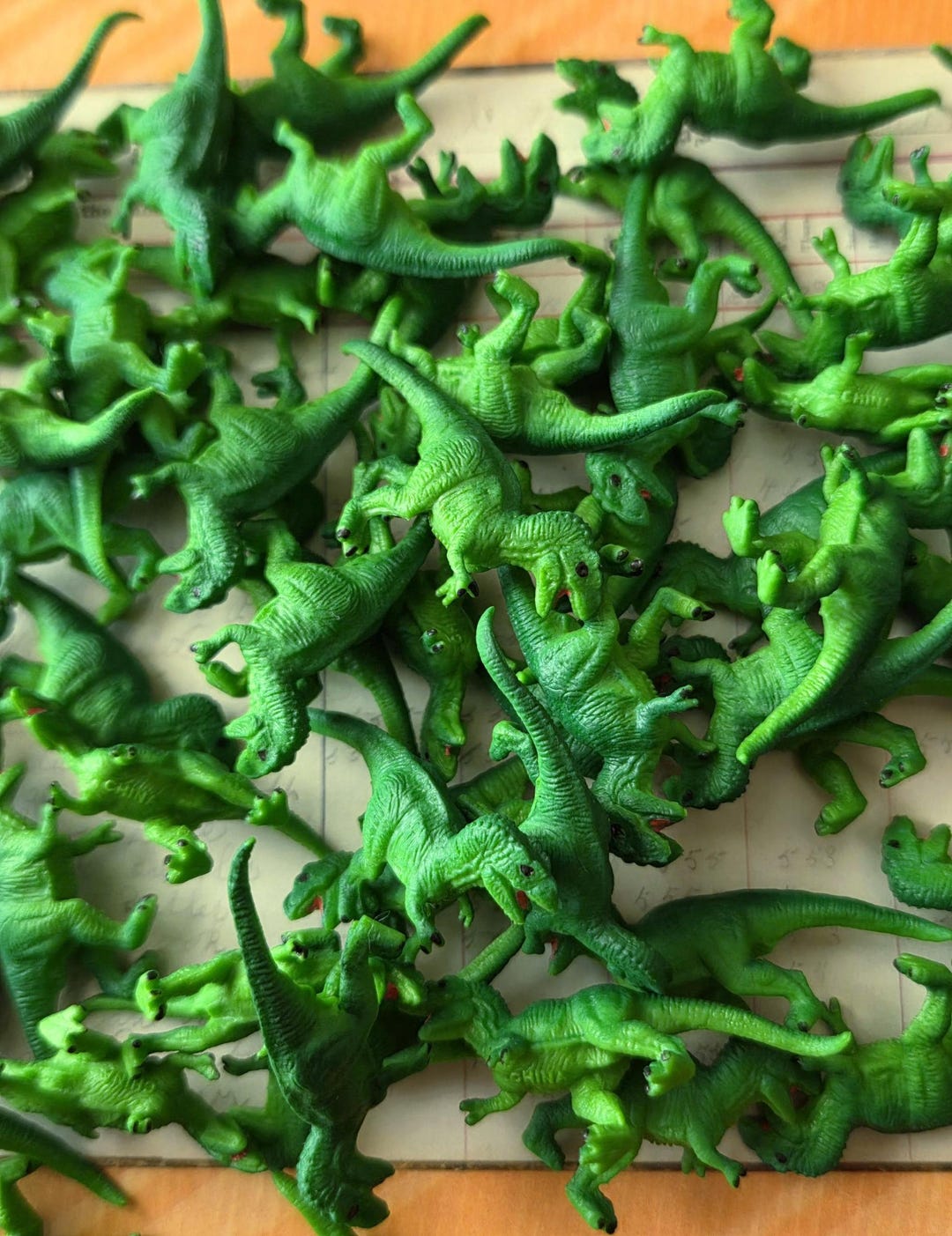 10 Miniature T-rex Soft Plastic Figures Tiny Green Trex Dinosaurs ...