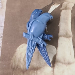 Vintage Plastic Parrot Pin Double Bird Plastic Blue Brooch Western ...