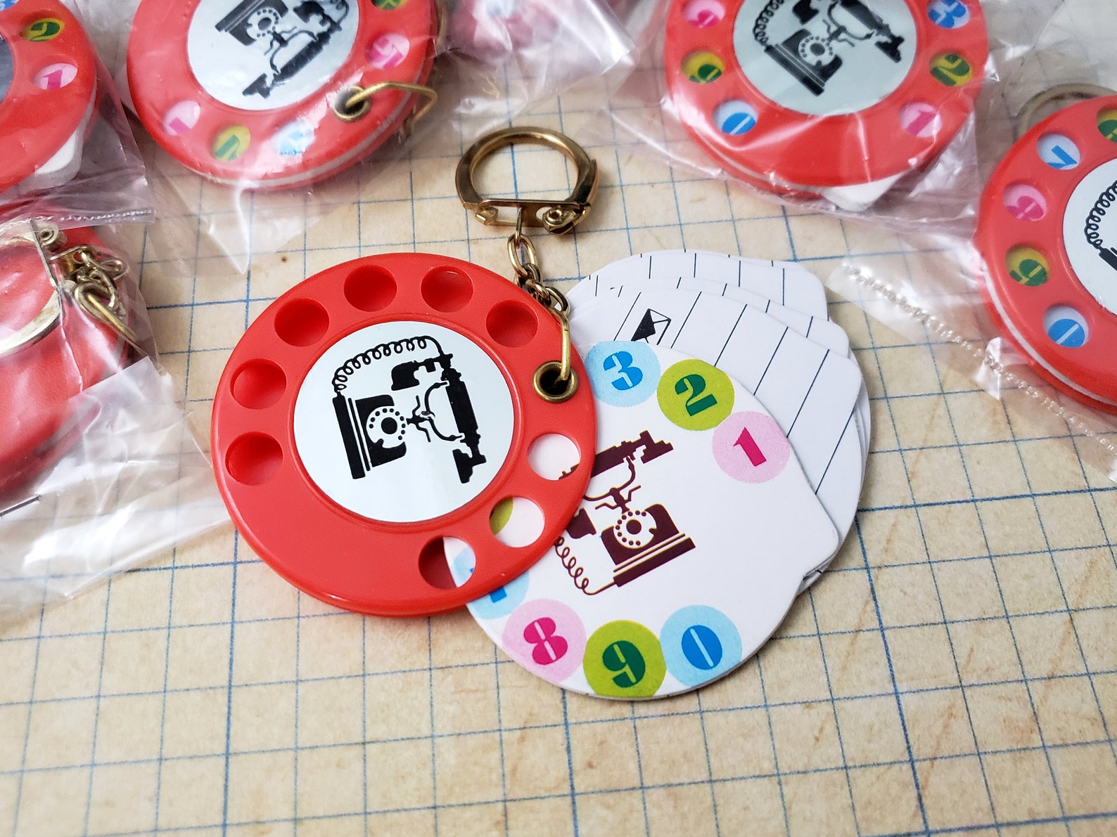 One Address Book Keychain (1pc) Vintage Rotary Phone Keyring Mini ...