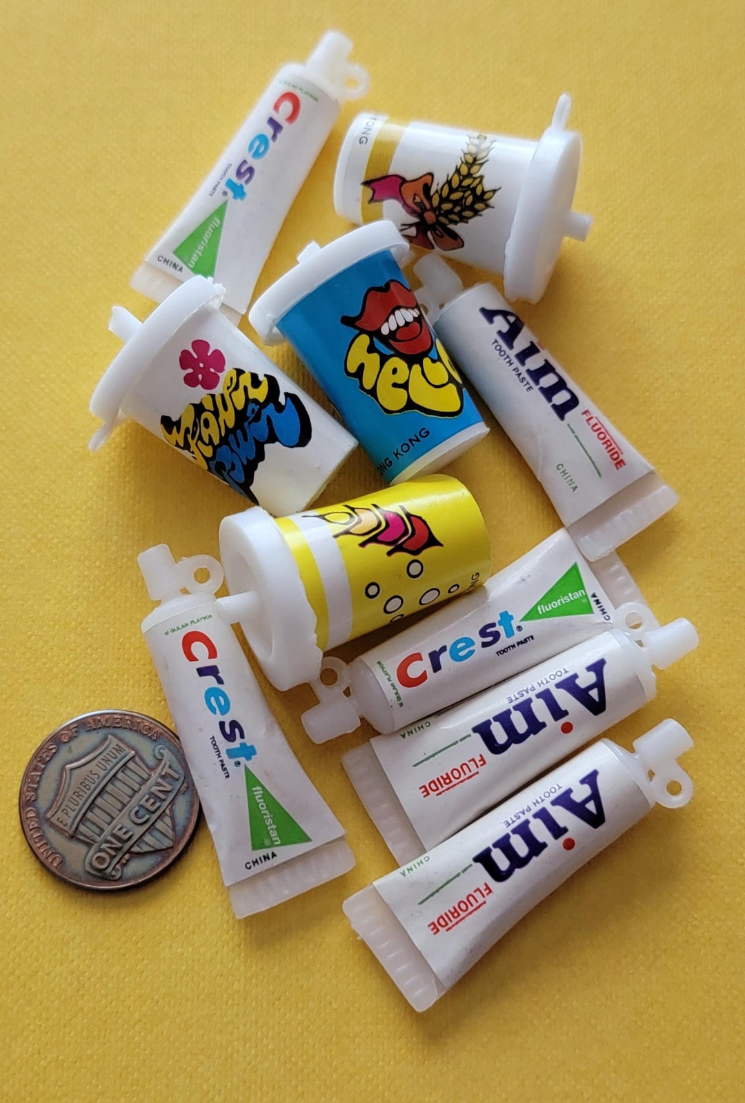 10 Vintage Gumball Charms Toothpaste Soda Cups Plastic Charm Lot - Etsy