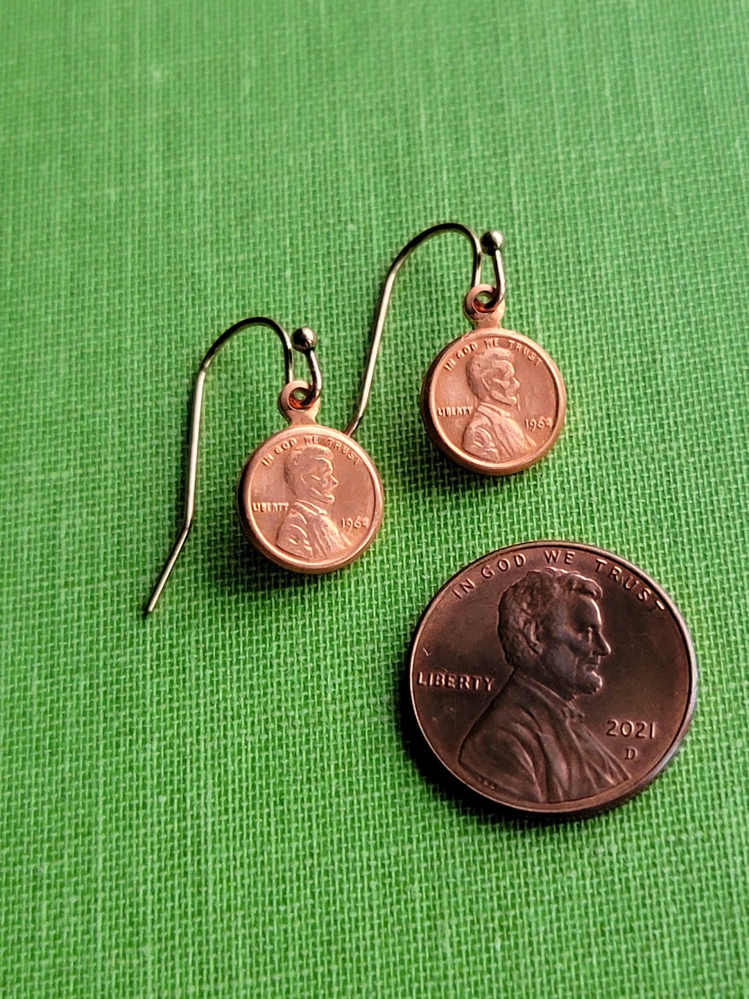 Miniature Penny Earrings Tiny Pennies Minimalist Coin Jewelry - Etsy