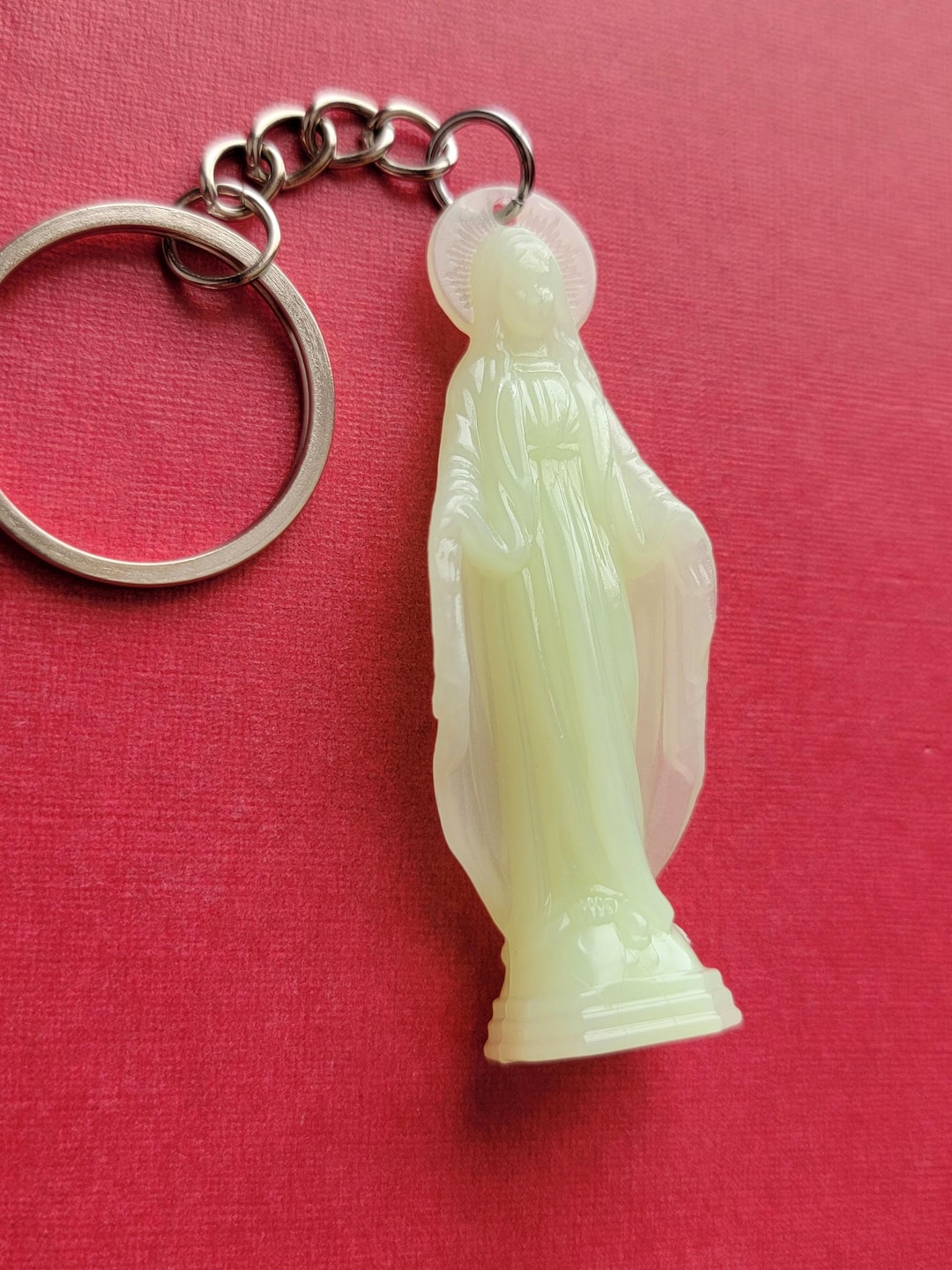 Glow in the Dark Virgin Mary Plastic Keychain Holy Mother Immaculate ...