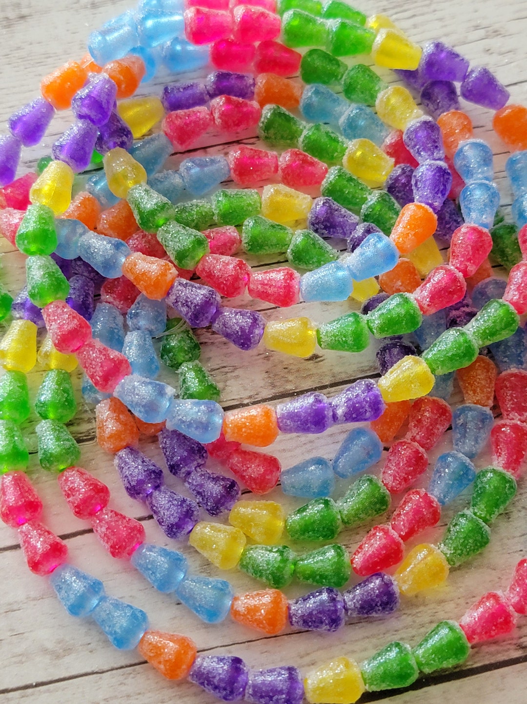 Mini Sugared Gumdrop Garland 6ft Sugar Frosted Plastic Faux Candy Beads ...
