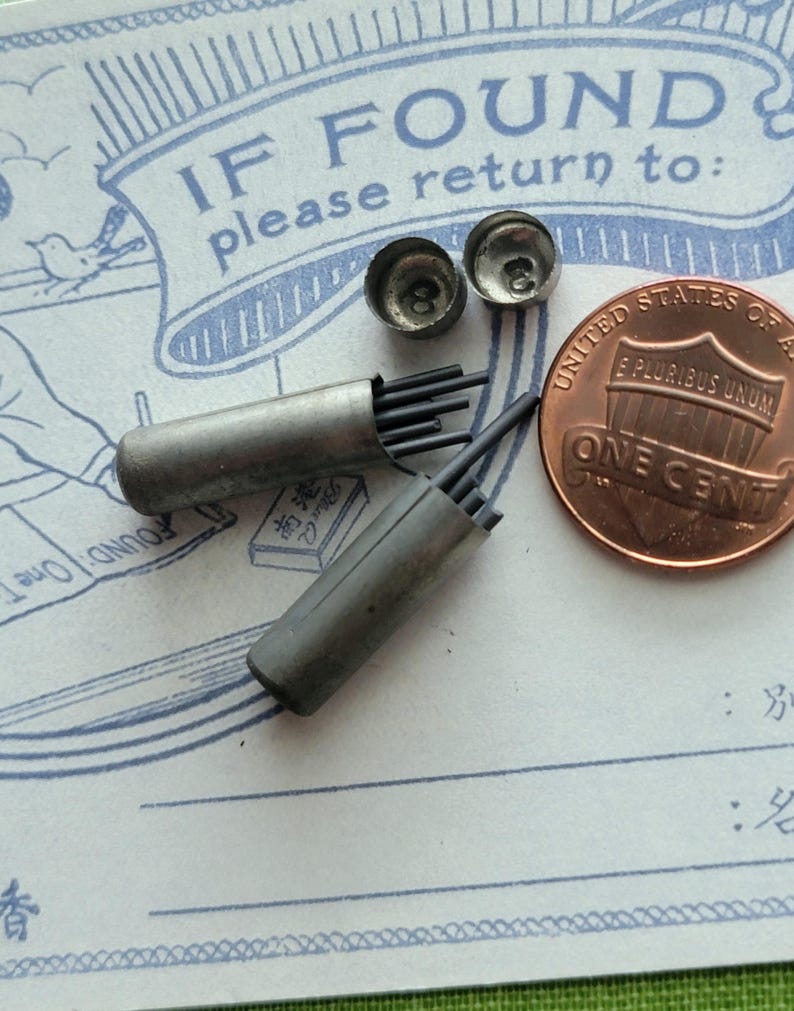 2 Tiny Vintage Pencil Lead Metal Capsules School Office Supply Sundries ...
