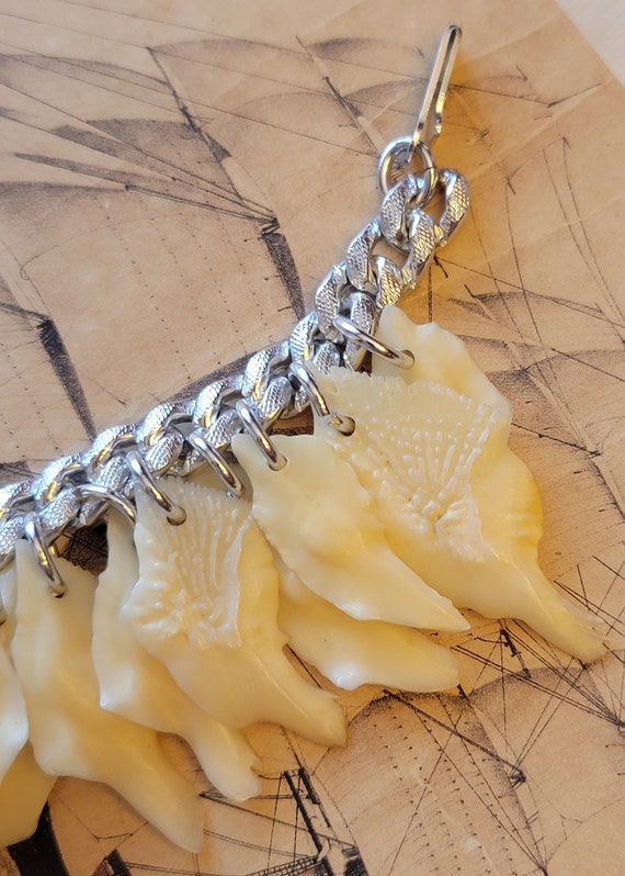 Vintage Alligator Gar Scale Charm Bracelet - Gem