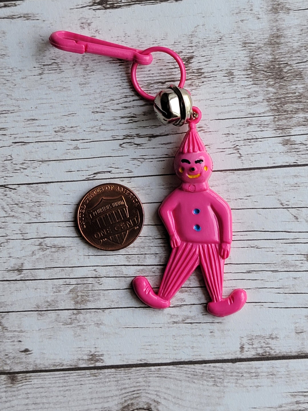 Vintage Pink Clown Bell Charm 80s Plastic Bell Charm - Etsy