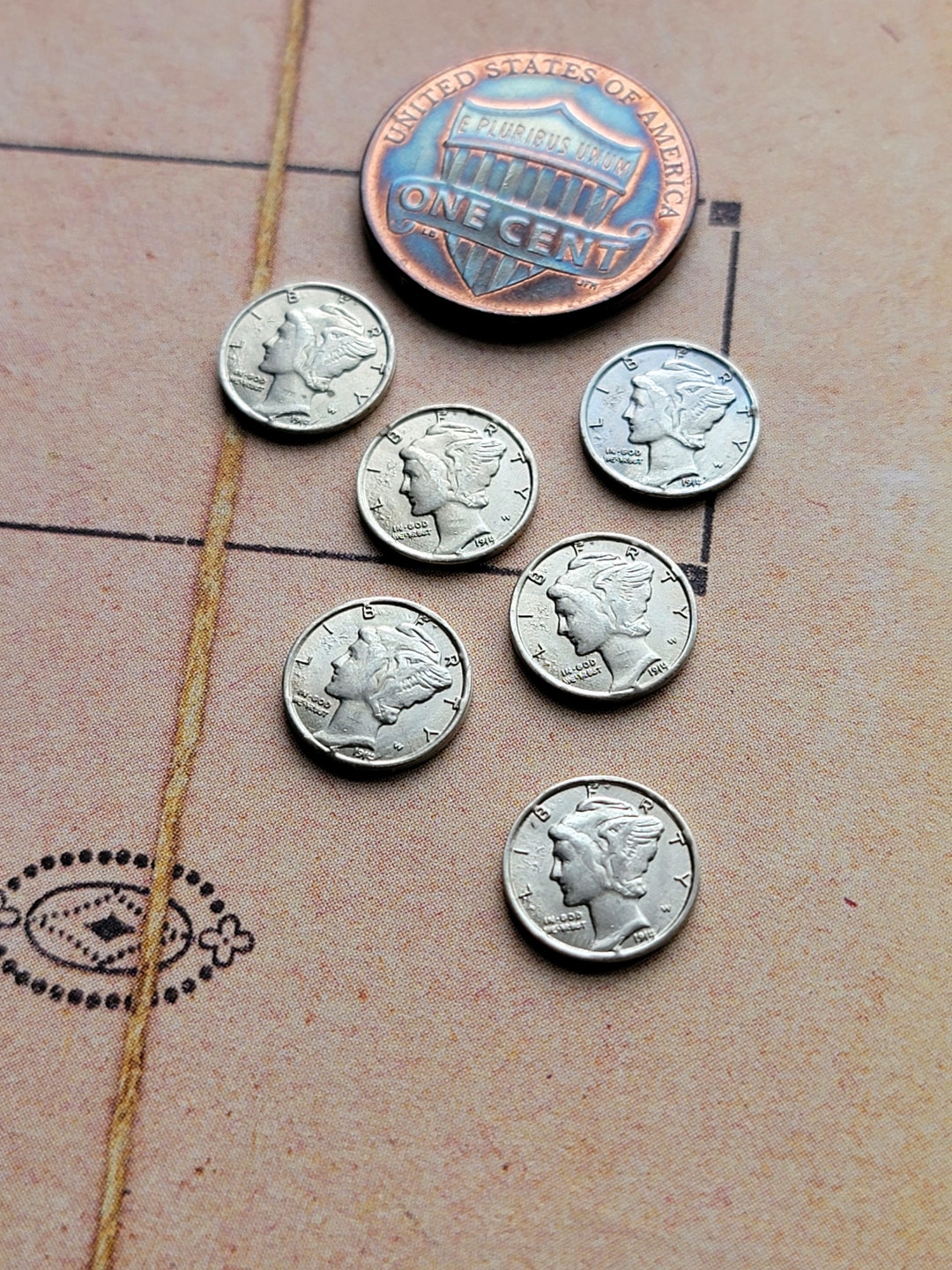 6 Vintage Miniature Silver Plated Coins Tiny Mercury Dimes - Etsy