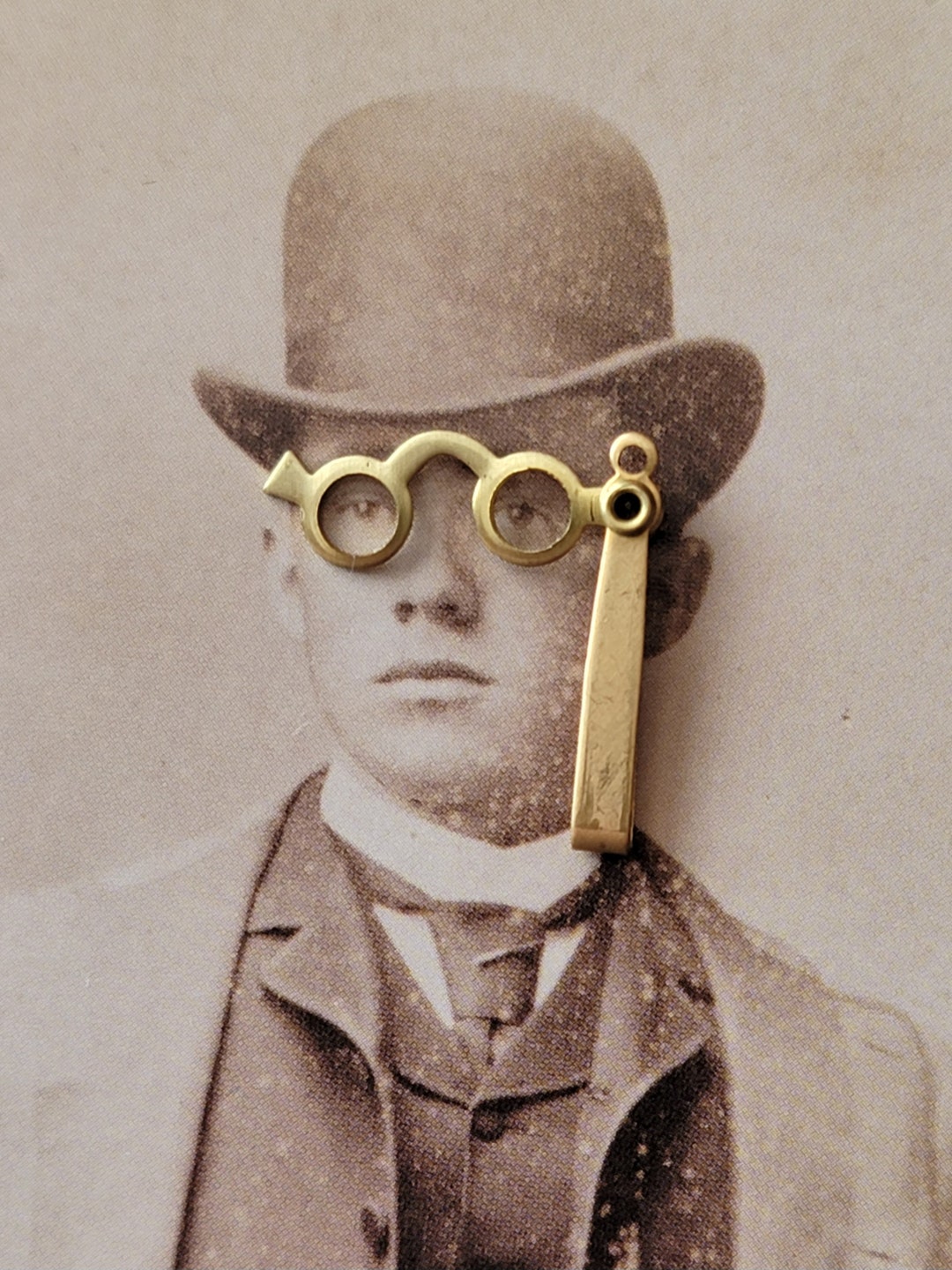 Vintage Tiny Brass Folding Glasses Charm Movable Lorgnette Opera Glass ...