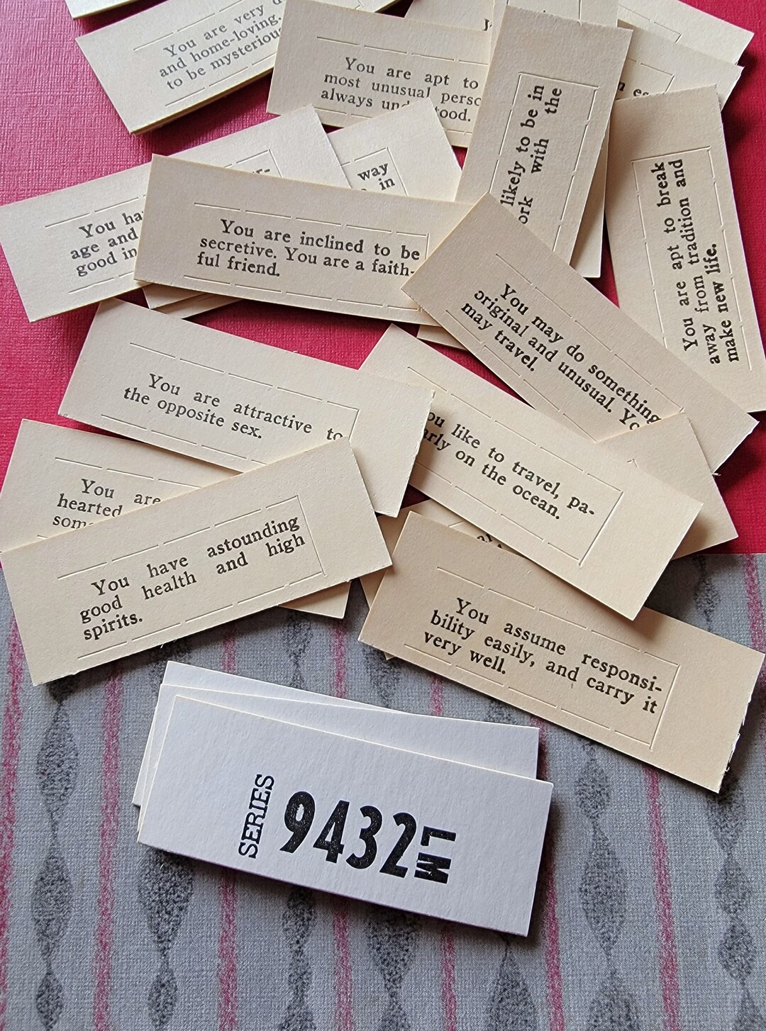 12 Vintage Fortune Pull Tabs Fortune Game Tickets Lottery Ephemera ...