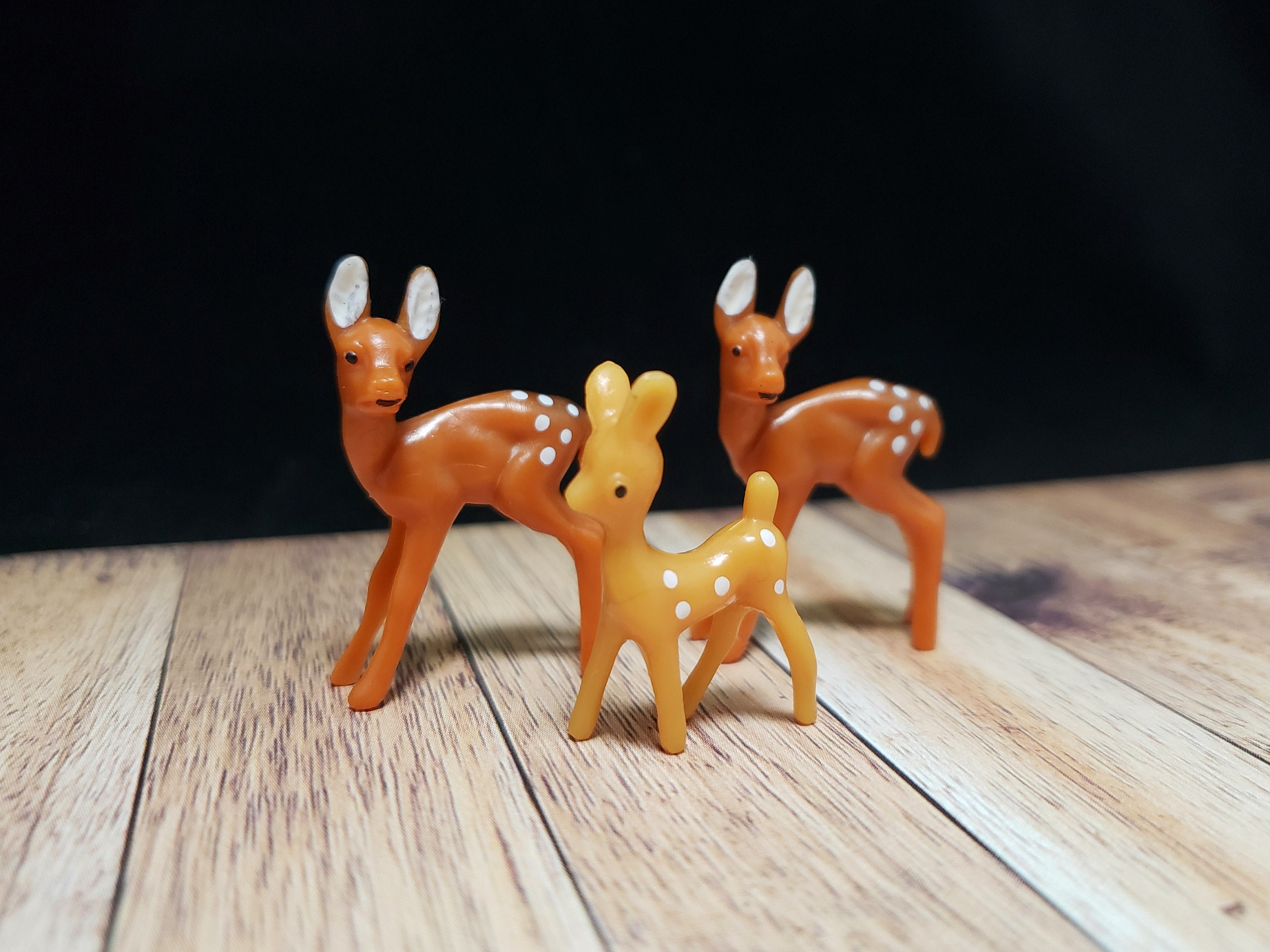 3 Miniature Plastic Deer Retro Deer Trio - Etsy