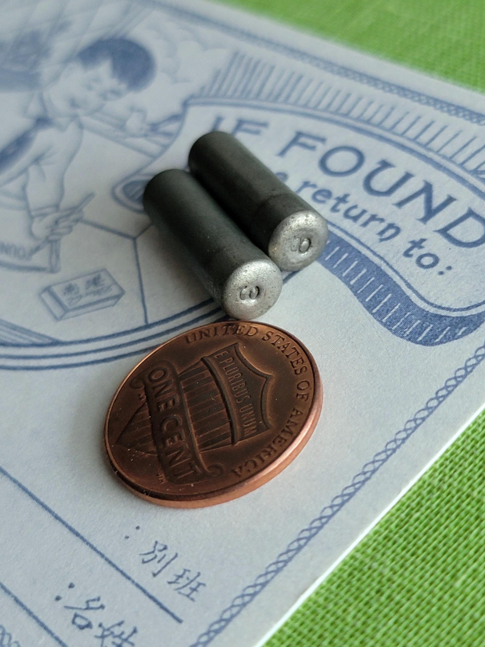 2 Tiny Vintage Pencil Lead Metal Capsules School Office Supply Sundries ...