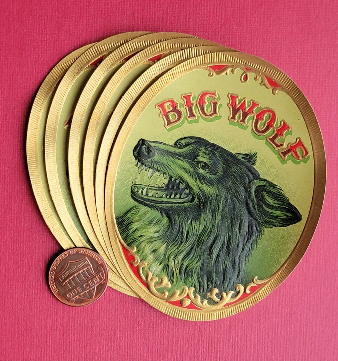 6 Vintage Big Wolf Labels Cigar Box Labels Minor Aging - Etsy