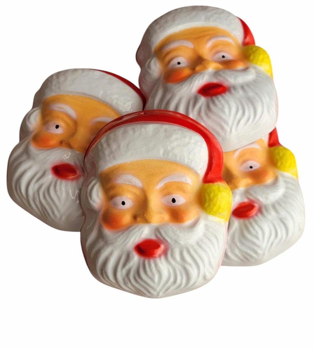 4 Vintage Plastic Santa Faces Doll Parts Cake Decorating Crafting ...