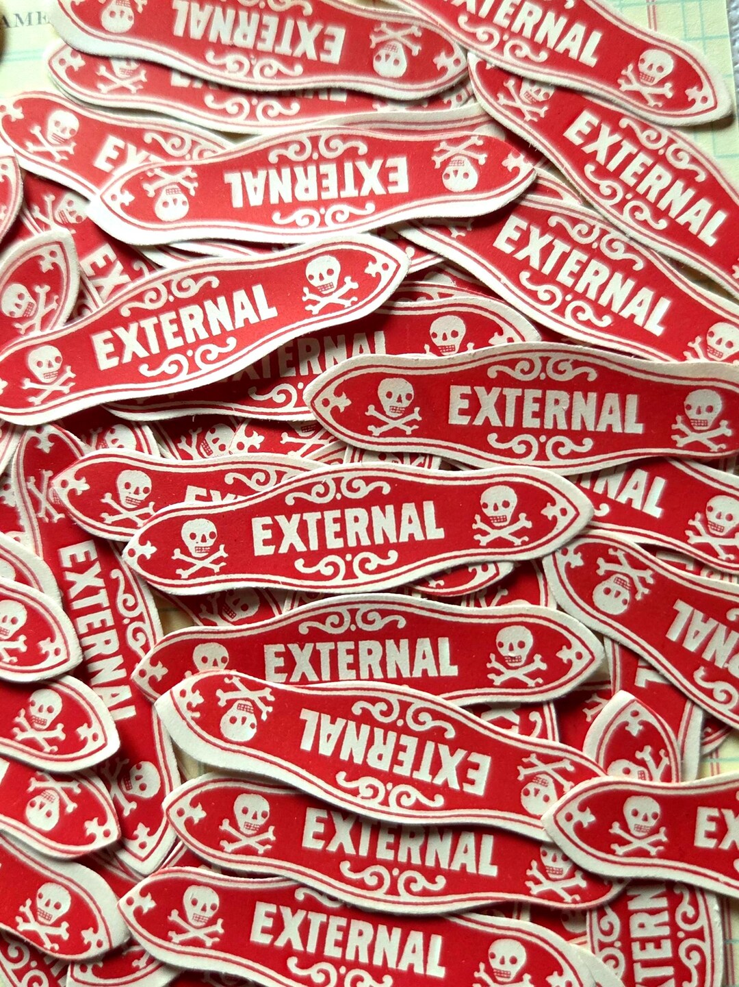 5 Vintage External Labels Skull Crossbones Poison (5pcs) Drugstore ...