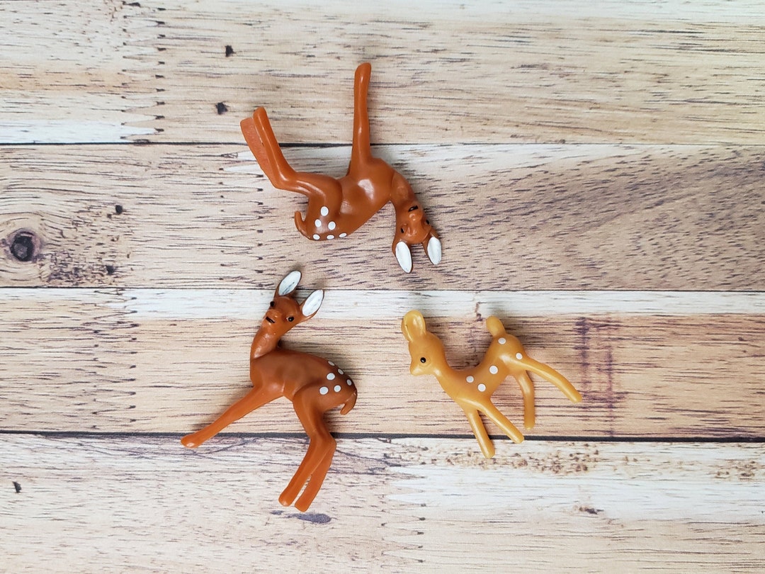 3 Miniature Plastic Deer Retro Deer Trio - Etsy