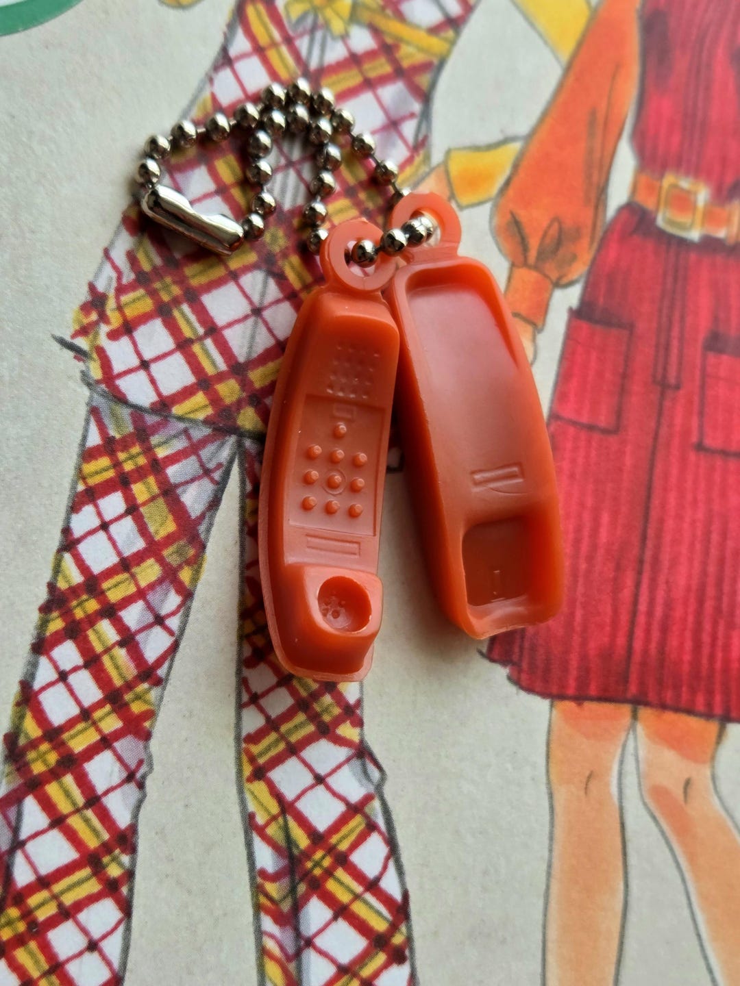 Vintage Trimline Telephone Keychain Mini Dark Orange Promotional ...