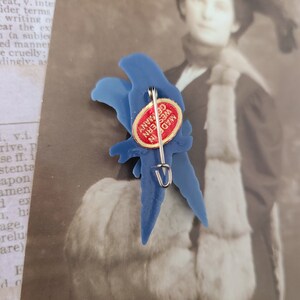 Vintage Plastic Parrot Pin Double Bird Plastic Blue Brooch Western ...