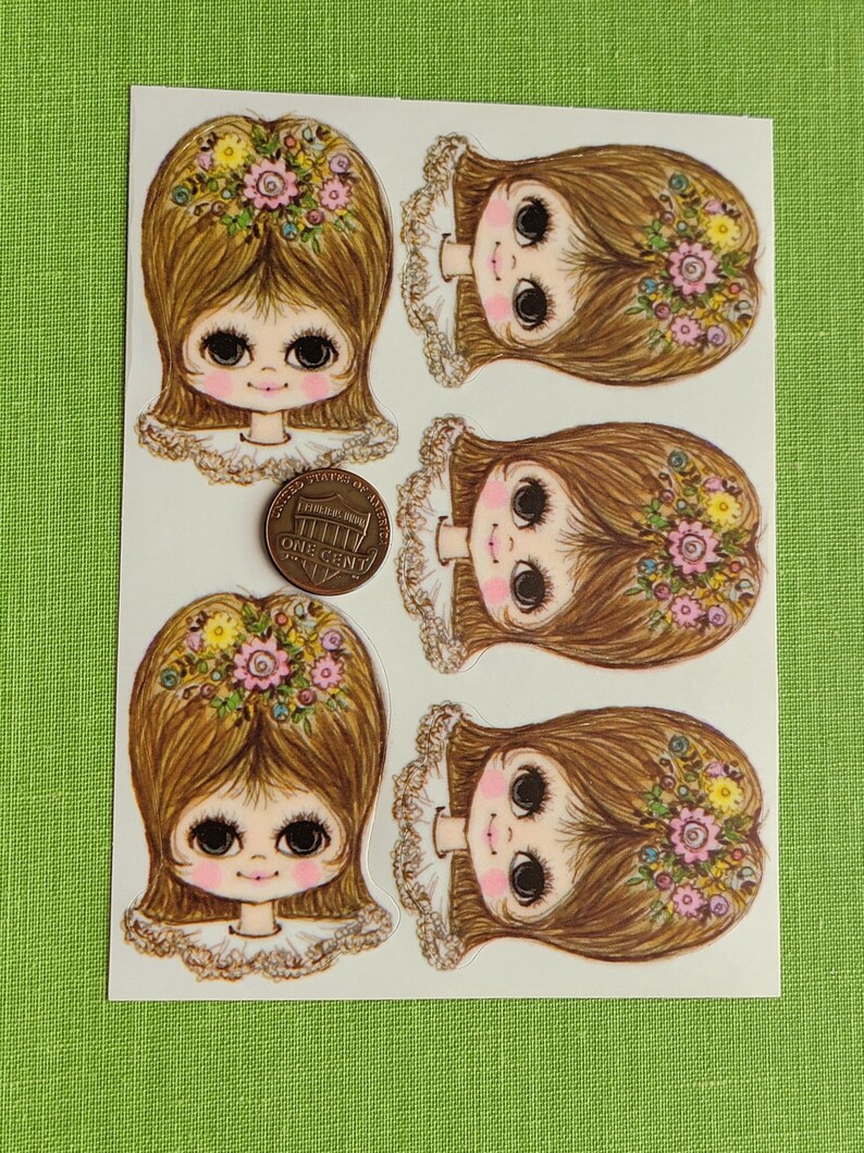 Vintage Big Eyes Sticker Sheet 70s Girl Stickers - Etsy