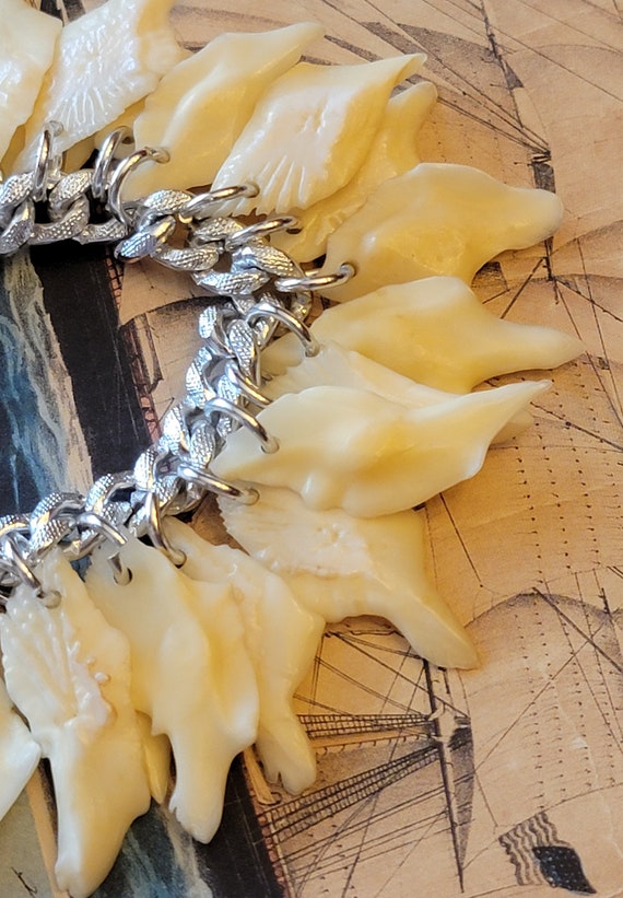 Vintage Alligator Gar Scale Charm Bracelet - Gem