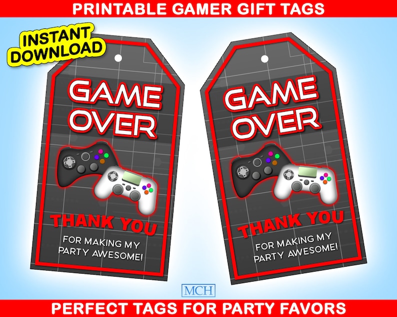 Gamer Party Favor Gift Tags Video Game Party Gaming Birthday | Etsy