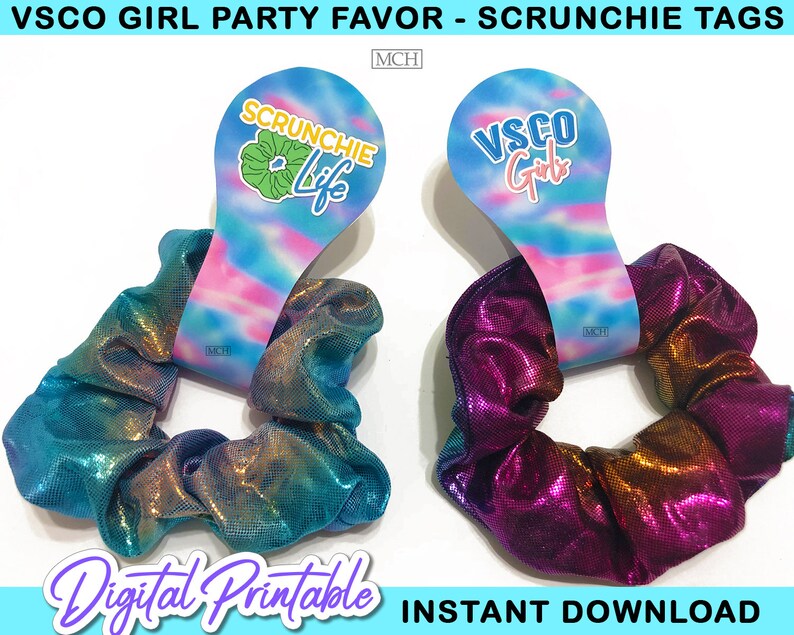 VSCO Girl Party Scrunchie Tags, Vscogirl Birthday Party, Vsco Party ...