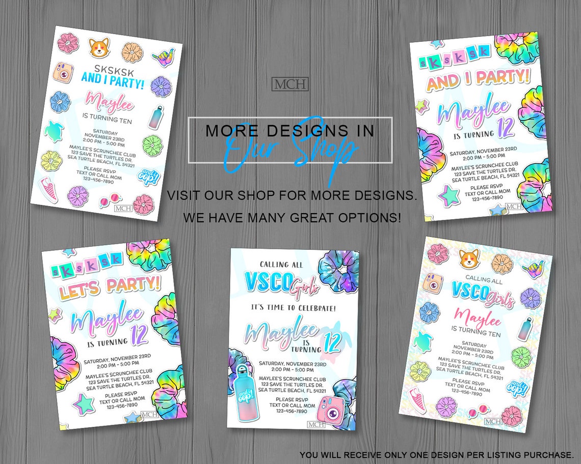 VSCO Girl Invitation Birthday Party With Photo Picture, Personalized ...