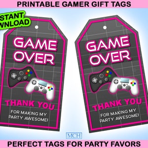 Gamer Party Favor Gift Tags, Video Game Party Gaming Birthday Food ...