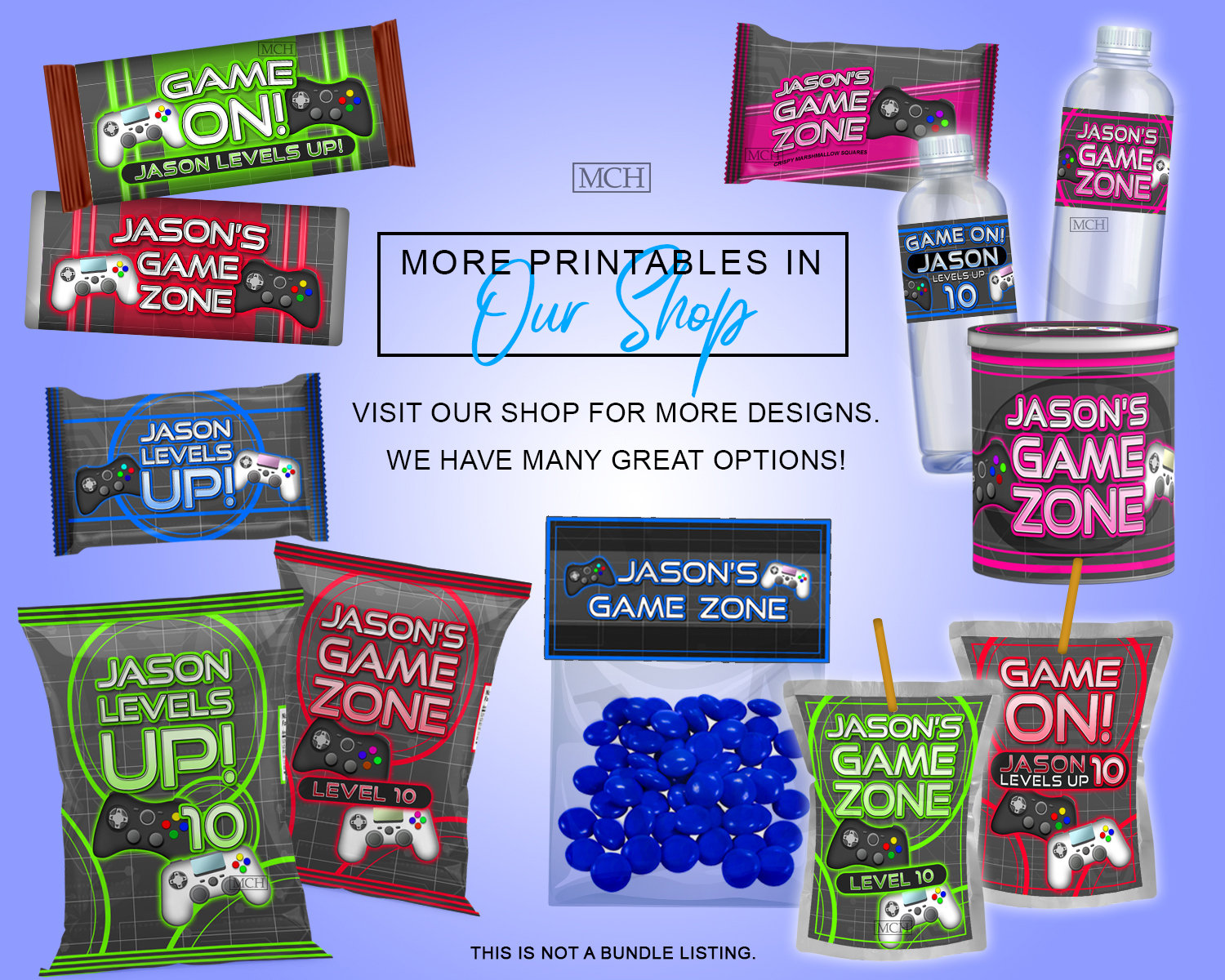 Gamer Party Drink 6 Oz. Juice Pouch Wrapper Labels Personalized Custom ...