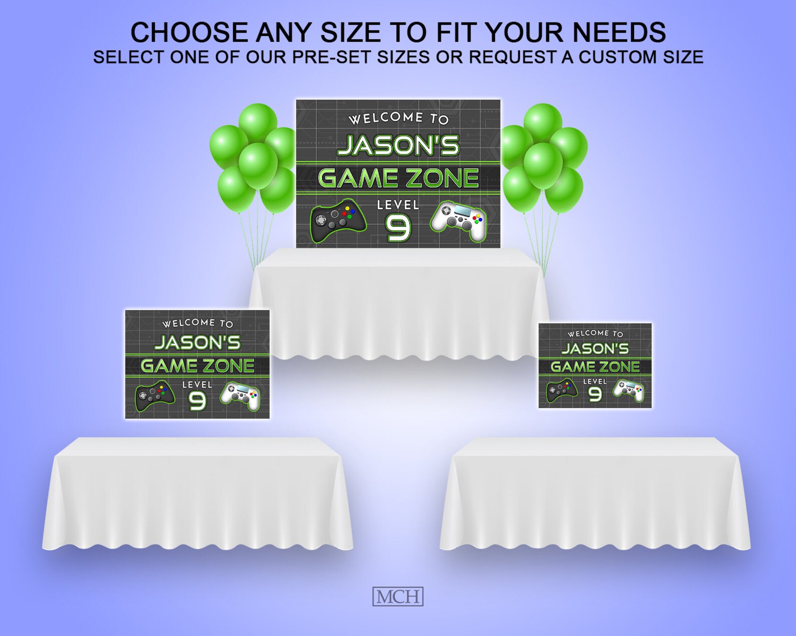 Gamer Party Backdrop Banner, Personalized Video Game on Game Party ...