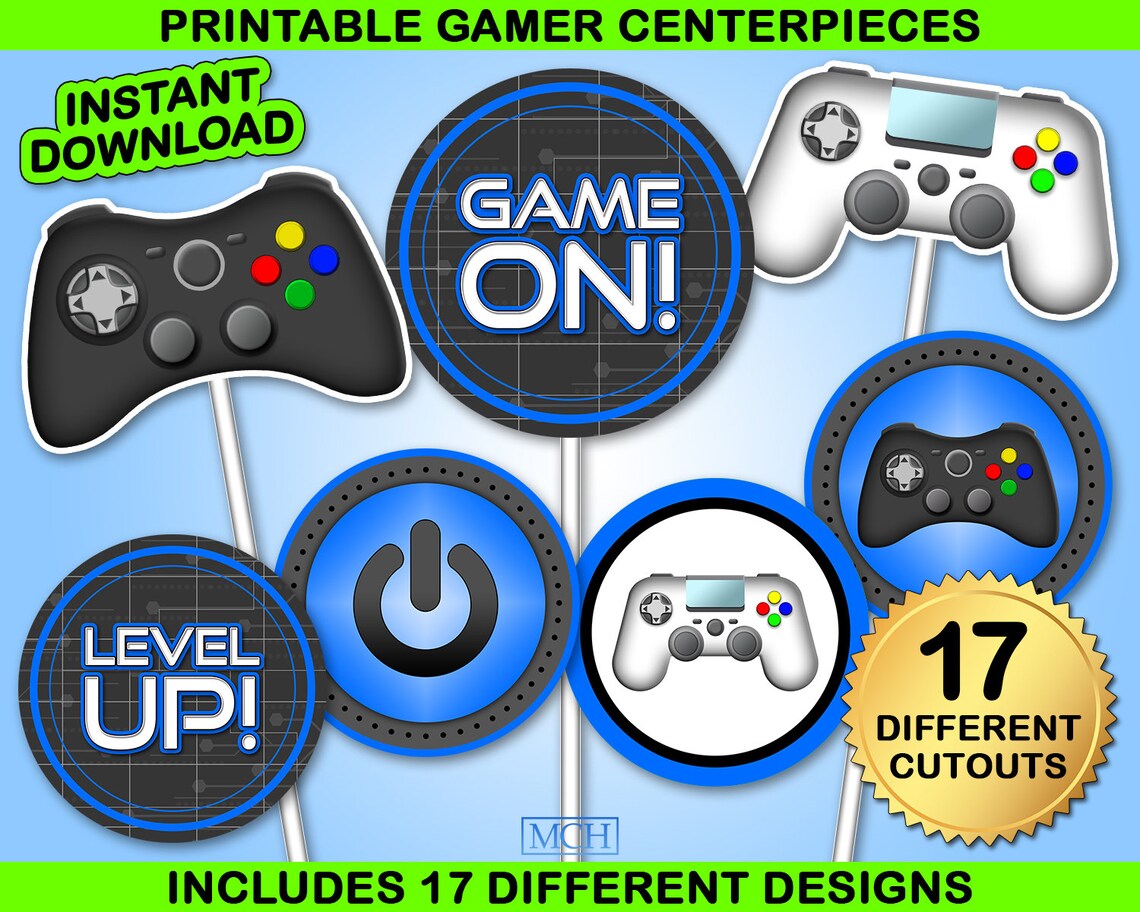 Gamer Party Centerpieces, Video Game Party Birthday Cake Topper ...