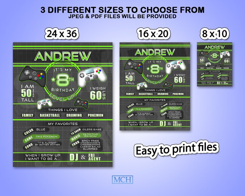 Gamer Milestone Poster Personalized Video Game Party Gaming - Etsy