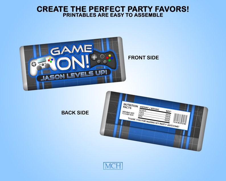 Gamer Party Candy Bar Wrapper Labels Personalized Custom Video Game ...