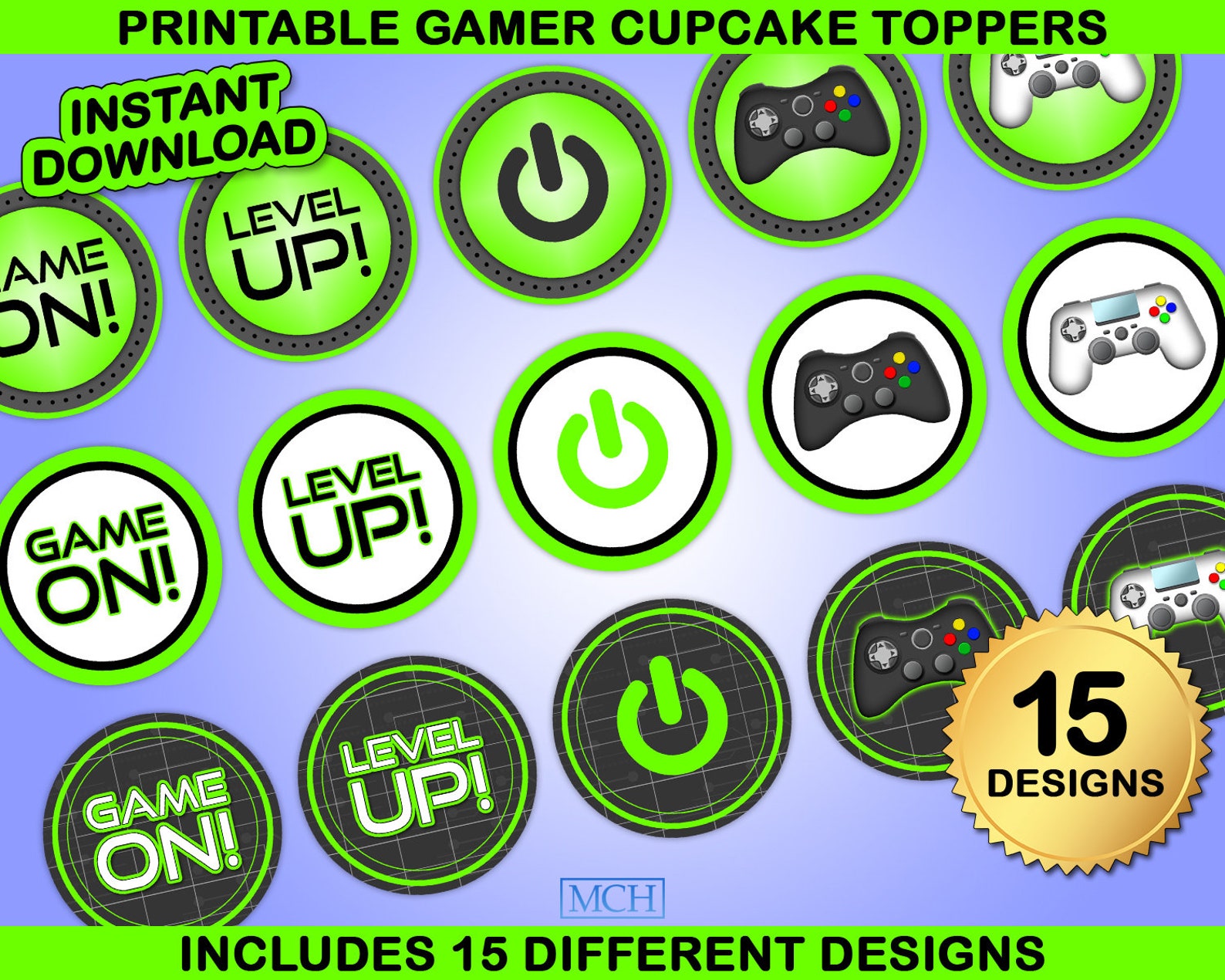 Gamer Party Cupcake Toppers Video Game Party Gaming Treat - Etsy