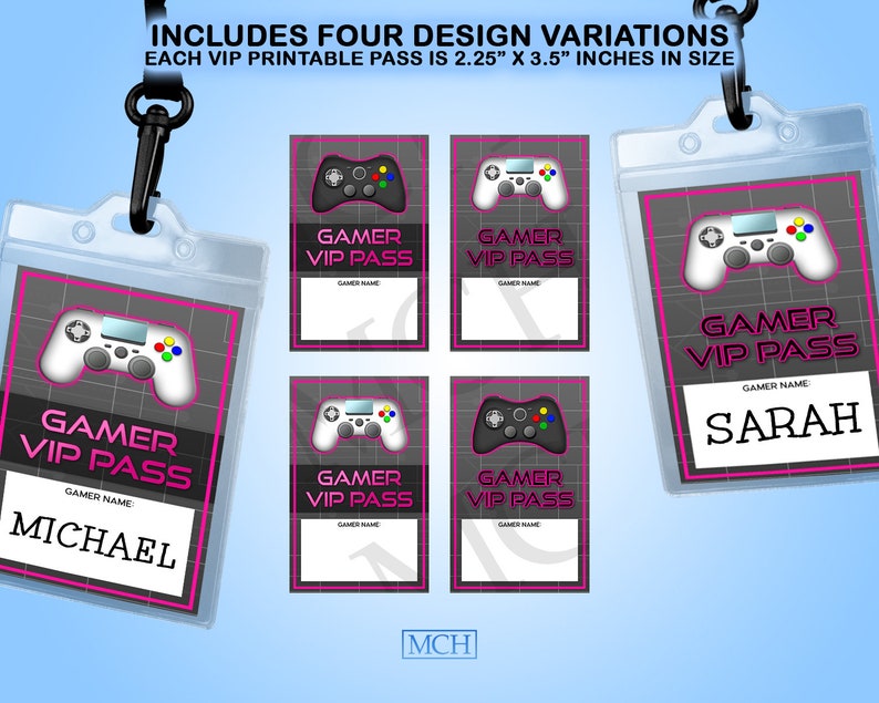 Gamer VIP Party Passes, V.I.P. Cards, Birthday Party Passes, Video Game ...