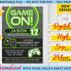 Gamer Party Invitation, Video Personalized Game Party Gaming Birthday ...