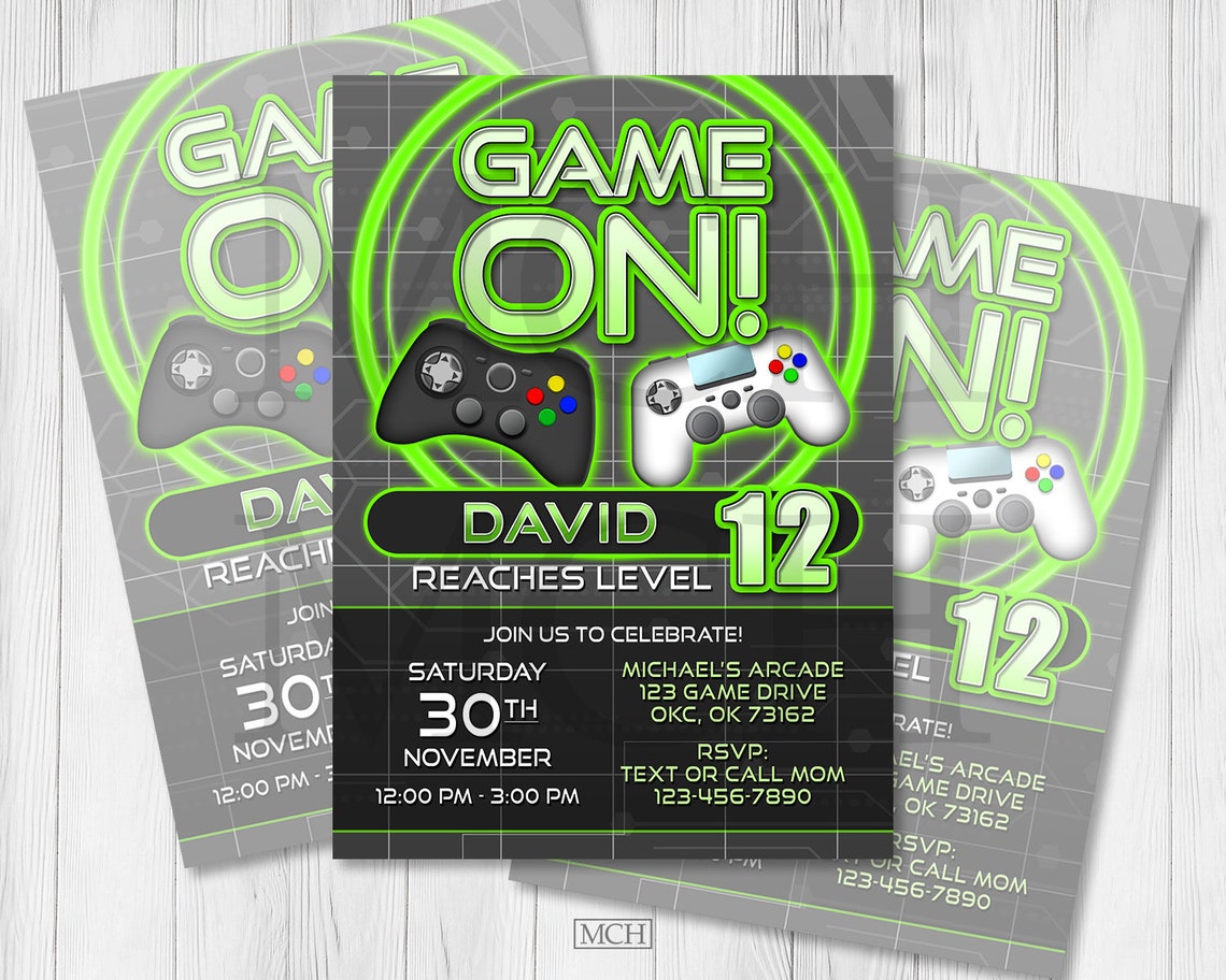 Gamer Party Invitation Personalized Video Game Party Gaming - Etsy