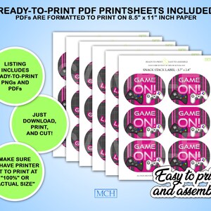 Gamer Party Chips 0.67 Oz Snack Stack Labels & Wrap Video Game Gaming ...