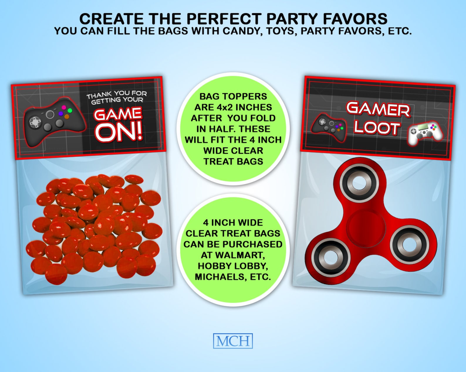 Gamer Party Treat Bag Topper Video Game Party Gaming Candy | Etsy