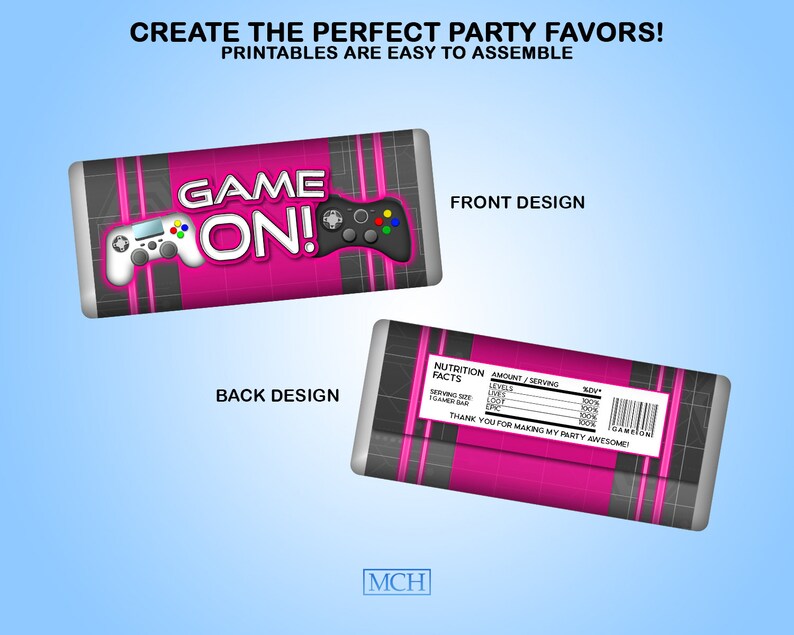 Gamer Party Candy Bar Wrapper Labels, Video Game Party Gaming Chocolate ...
