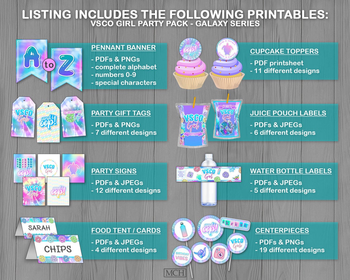 SALE VSCO Girl Party Pack Bundle Galaxy Series Decorations | Etsy