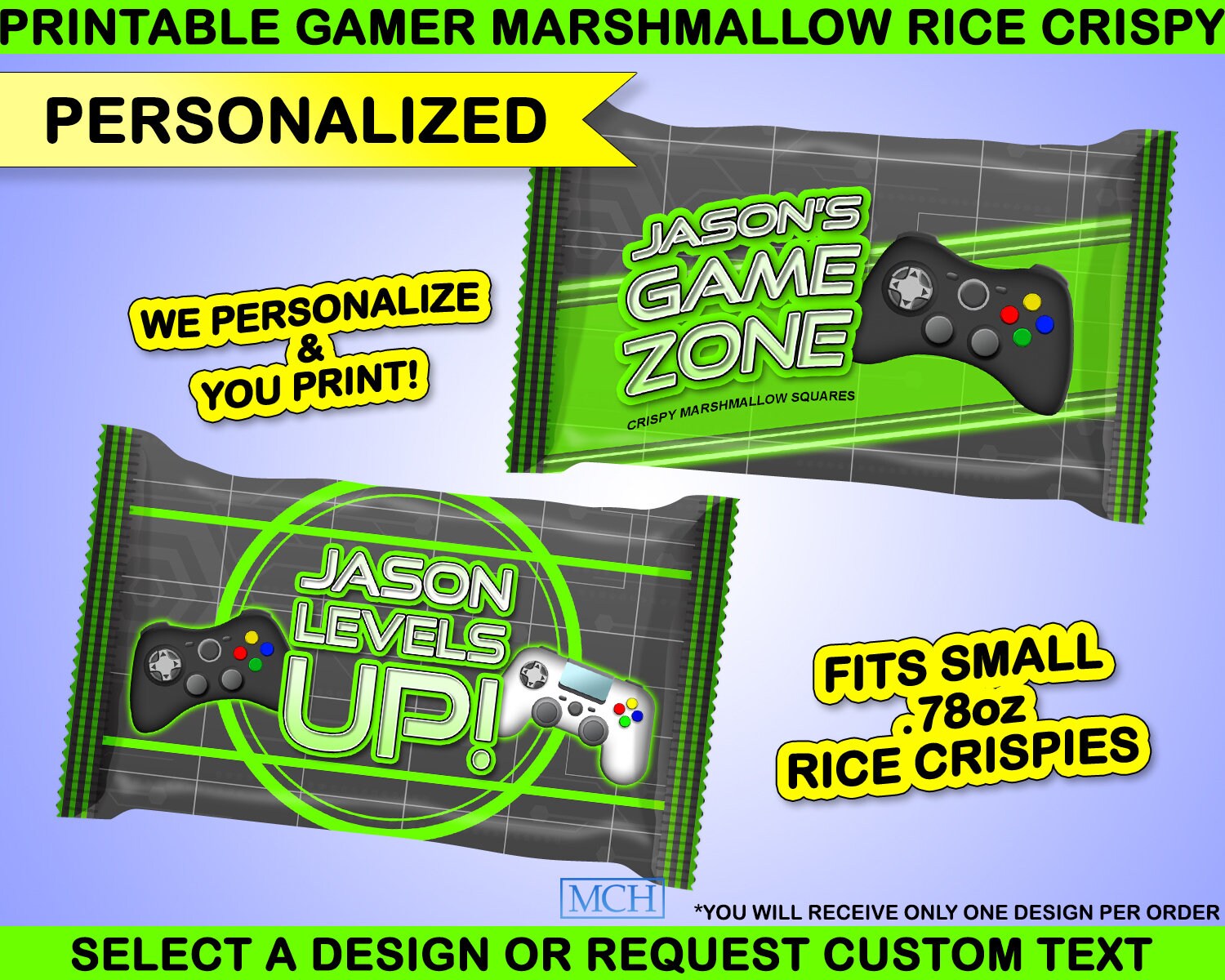 Paper & Party Supplies Digital Gamer Treats Gamer theme DIY Printable ...